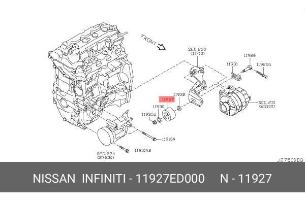 NISSAN 11927-ED000 11927-ED000,11927-1HC0A,11927-ED00B,11927-1HC0D