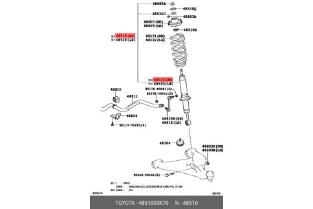 TOYOTA 4851009K70 48510-8Z205,48510-09K00,48510-09J20
