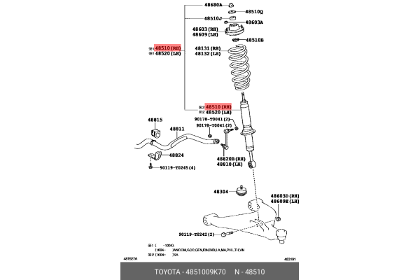 TOYOTA 4851009K70 48510-8Z205,48510-09K00,48510-09J20