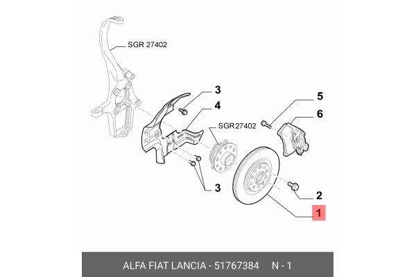 ALFA ROMEO 51767384 04779 884AC,51767383,04779 884AA