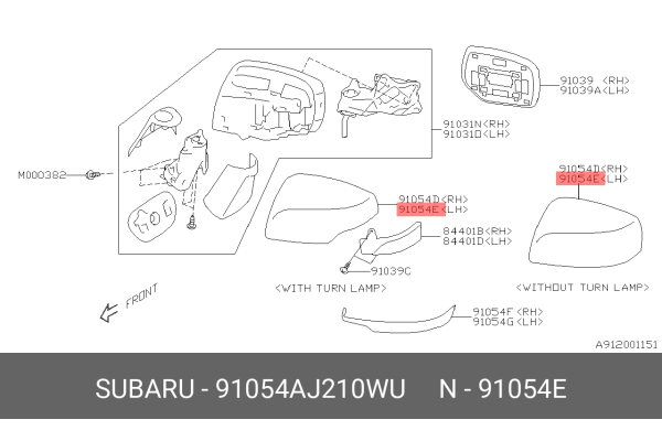 SUBARU 91054AJ210WU 91054AJ210WU