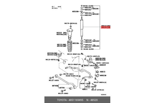 TOYOTA 4851169495 48511-69675,48511-69676,4851150540,4851160520,4851160521