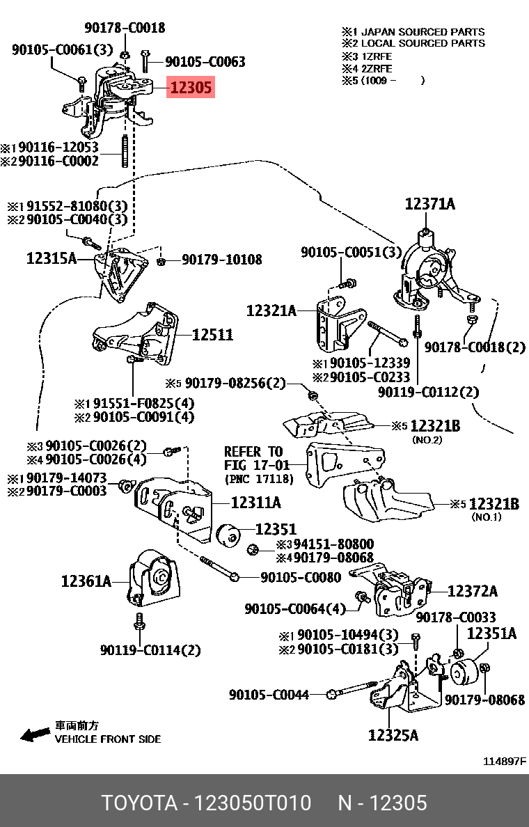TOYOTA 12305-0T010 12305-22361,12305-0T010