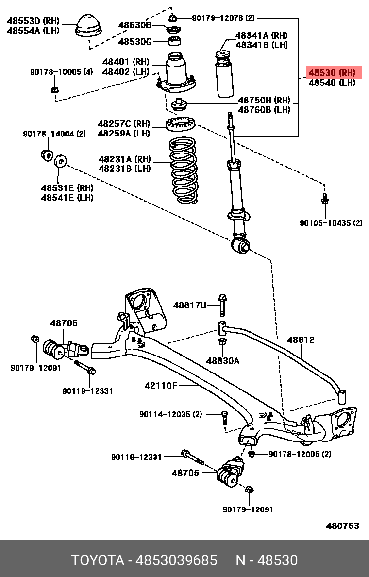 TOYOTA 4853039685 48530-80433,48530-80558