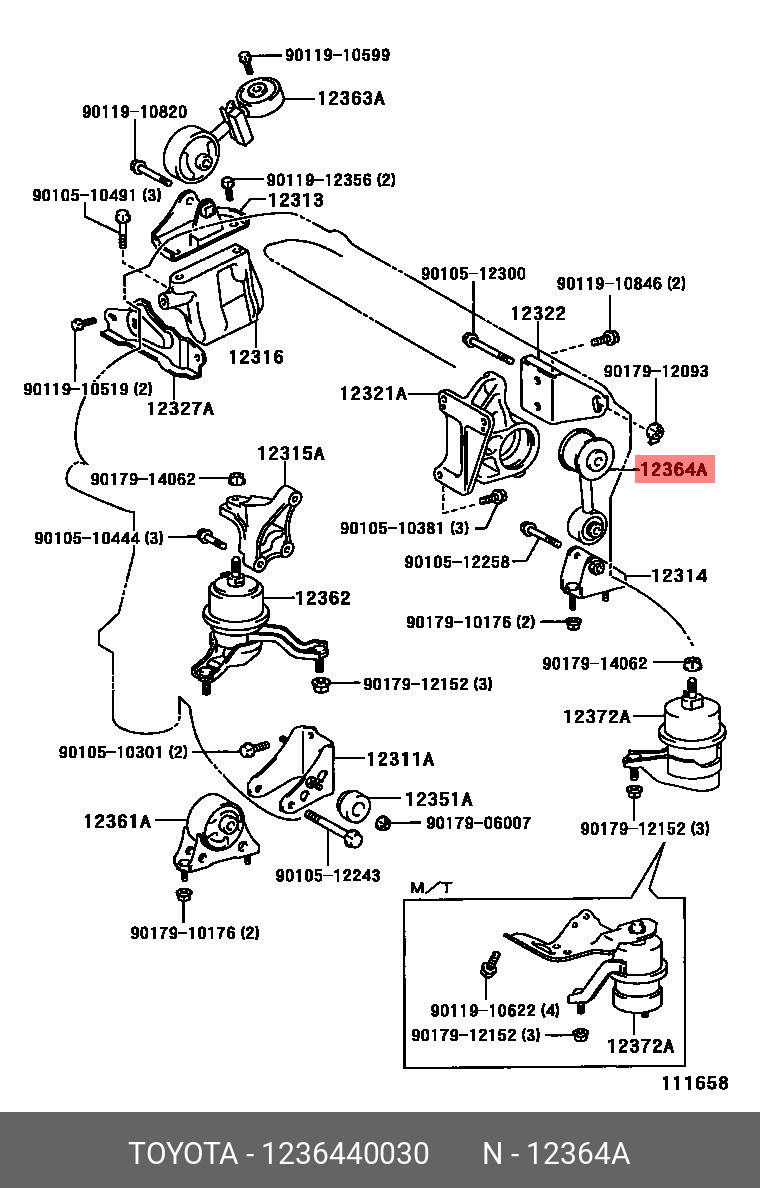 TOYOTA 12364-40030 12364-40030