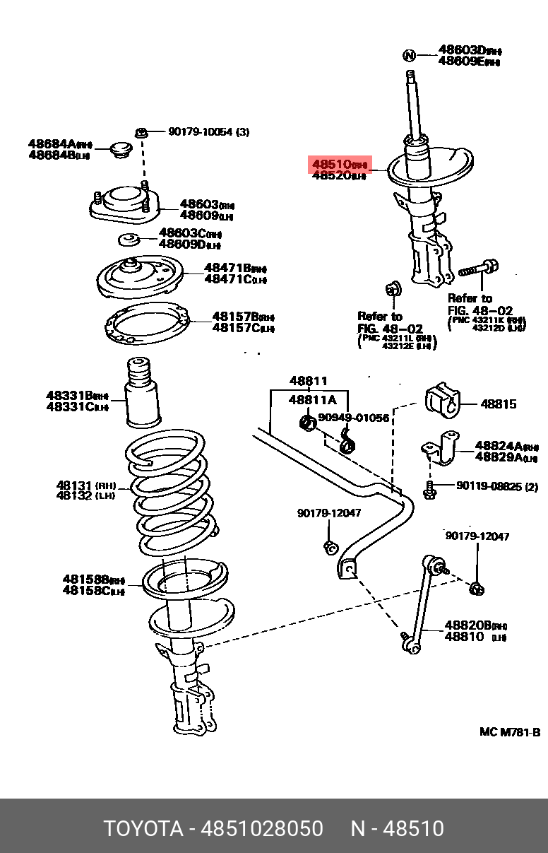 TOYOTA 48510-28050 48510-28040,48510-28050,48510-29095,48510-29225 ...