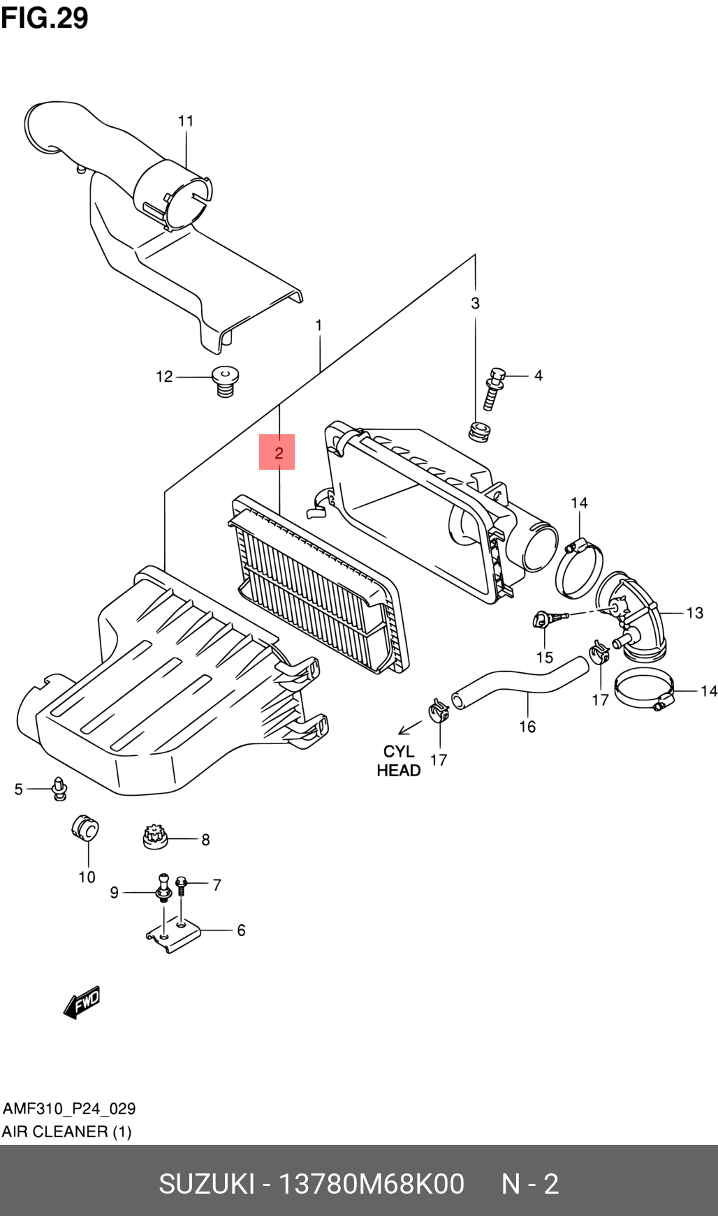 SUZUKI 13780-M68K00 13780-68K00,13780-62L00-000