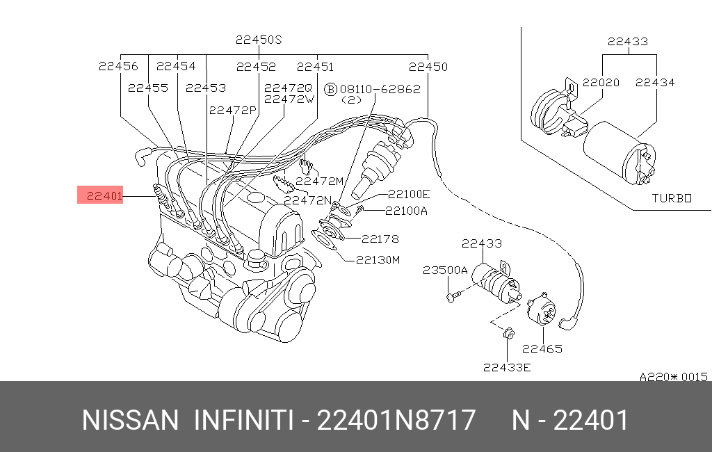 NISSAN 22401-N8717 94535748,96353255,18811-11051,MS851237,MS851417