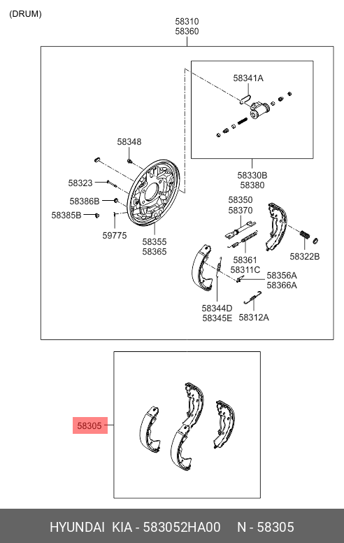 HYUNDAI 58305-2HA00 58305-2HA00,58305-25A10,58350-2FA00