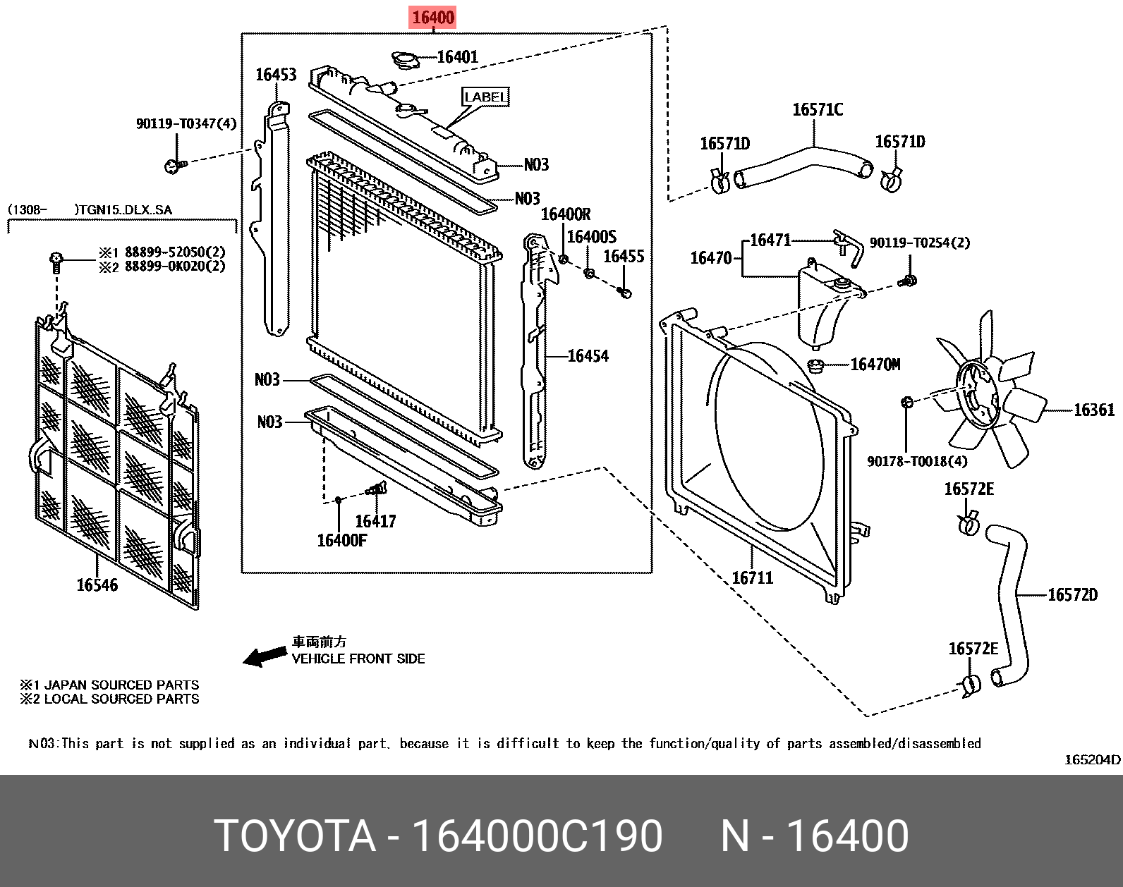 TOYOTA 164000C190 164000C190