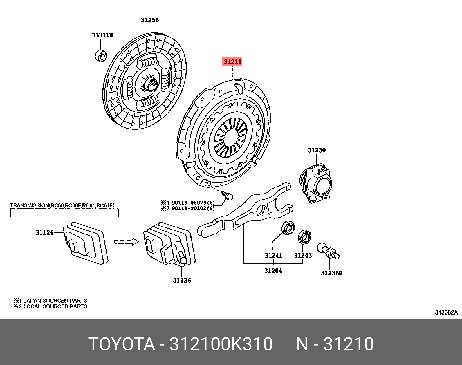 TOYOTA 312100K310 312100K310