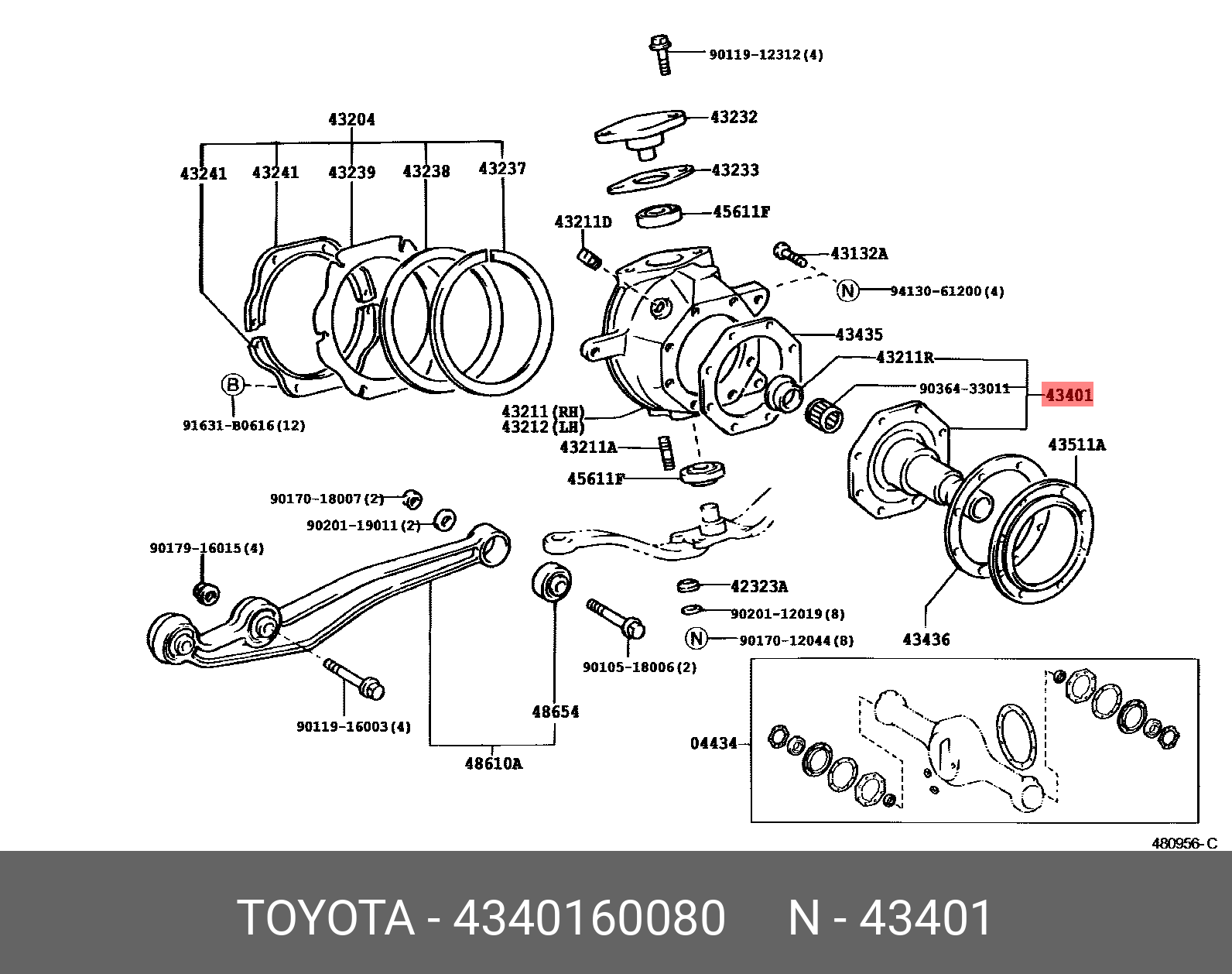 TOYOTA 4340160080 4340160080