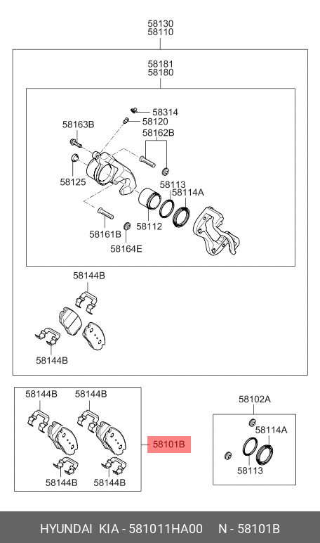HYUNDAI 58101-1HA00 58101-1HA10,58101-1MA00,0K2FA-33-28Z,58101-M0A00