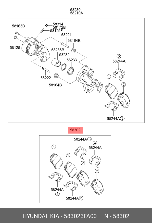 KIA 58302-3FA00 583023KA60,58302-1FE00,58302-38A20,583023KA40,58302-26A30