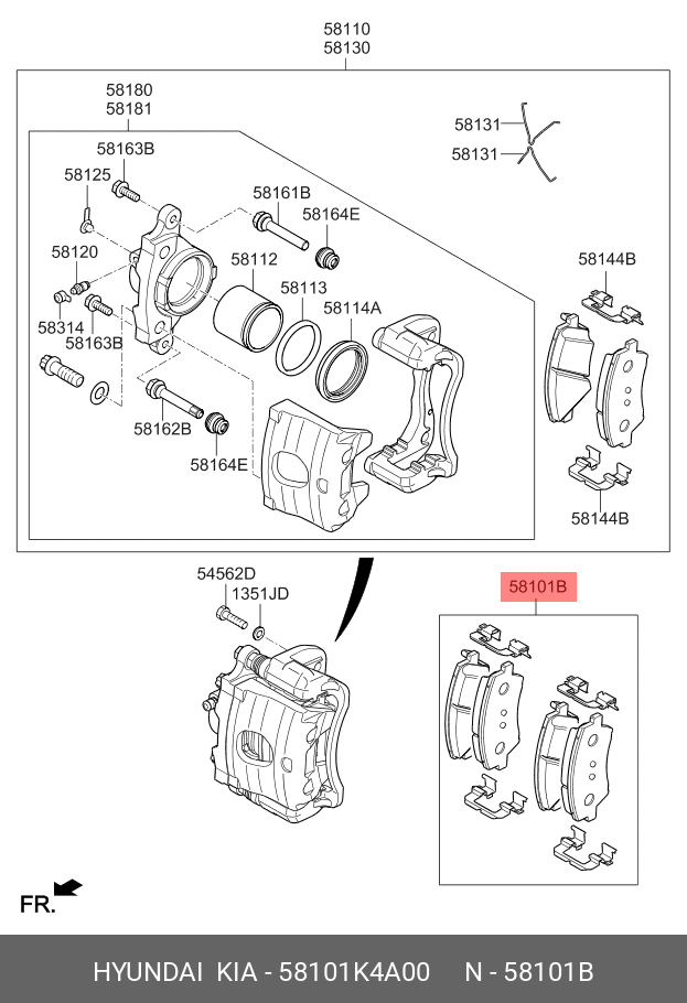 Hyundai / KIA 58101-K4A00 58101-D4A20,58101-D4A20,58101-D4A10