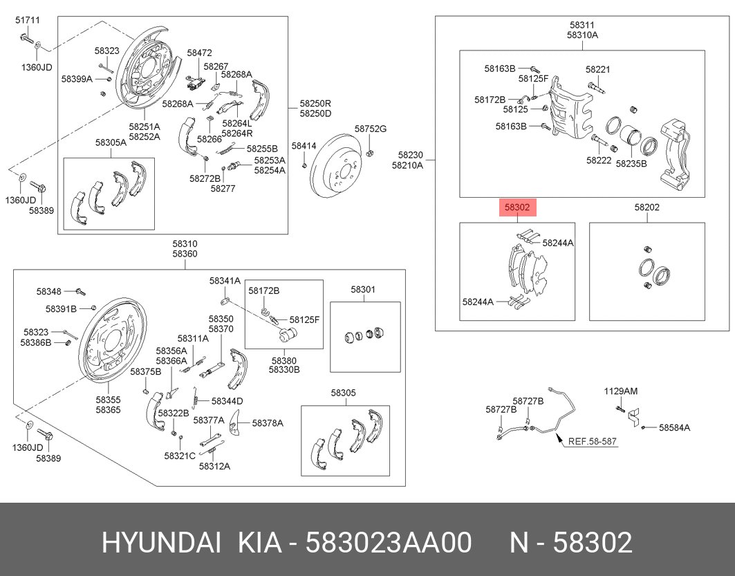 HYUNDAI 58302-3AA00 583023KA60,58302-1FE00,58302-38A20,583023KA40,58302 ...