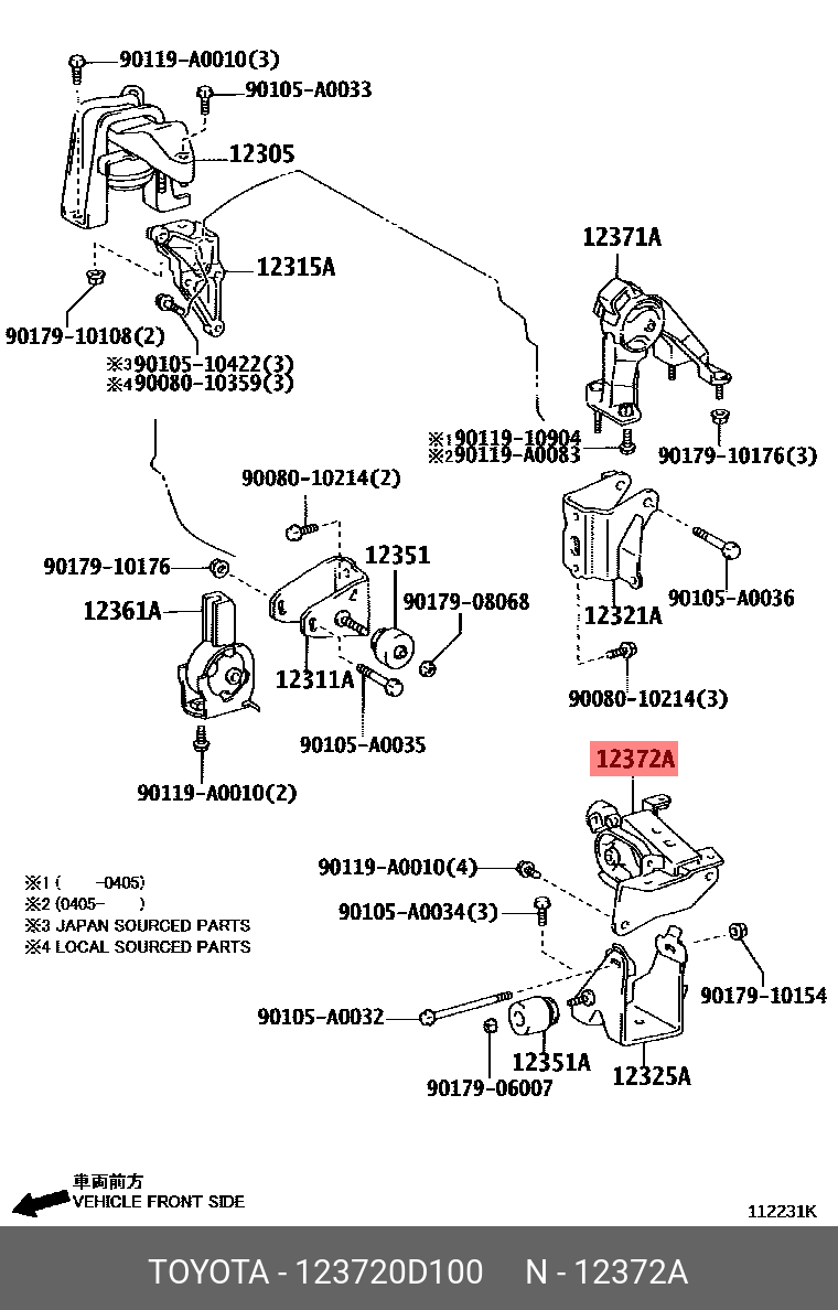 TOYOTA 12372-0D100 12372-21070,12372-0D050,1064001143,1066002981