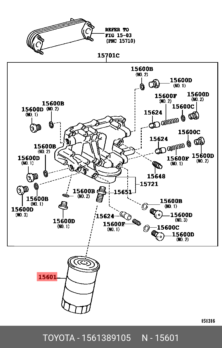 TOYOTA 1561389105 15613-89105,15607-2210