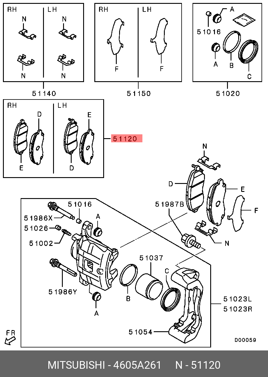 MITSUBISHI 4605A261 4605A261,410A1W040P,4605A486,MR527674
