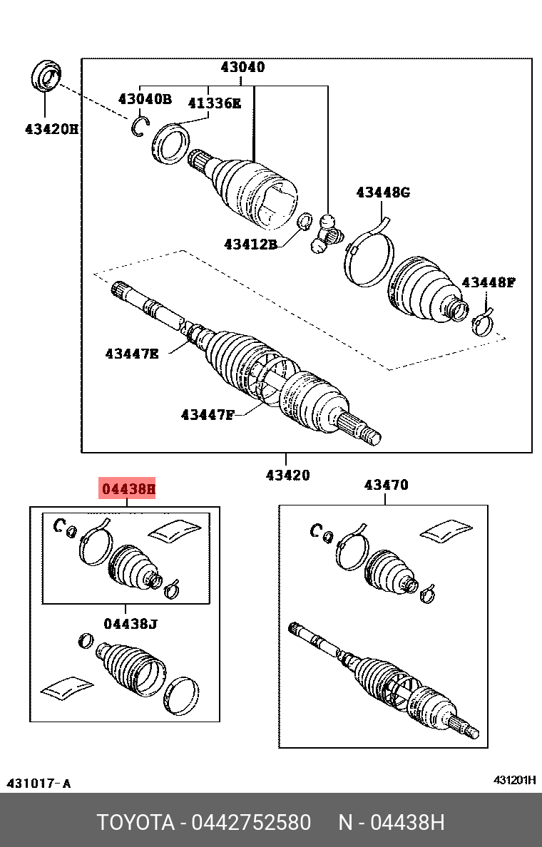 TOYOTA 04427-52580 04427-20040,04427-52260,04427-52580,04427-59010 ...
