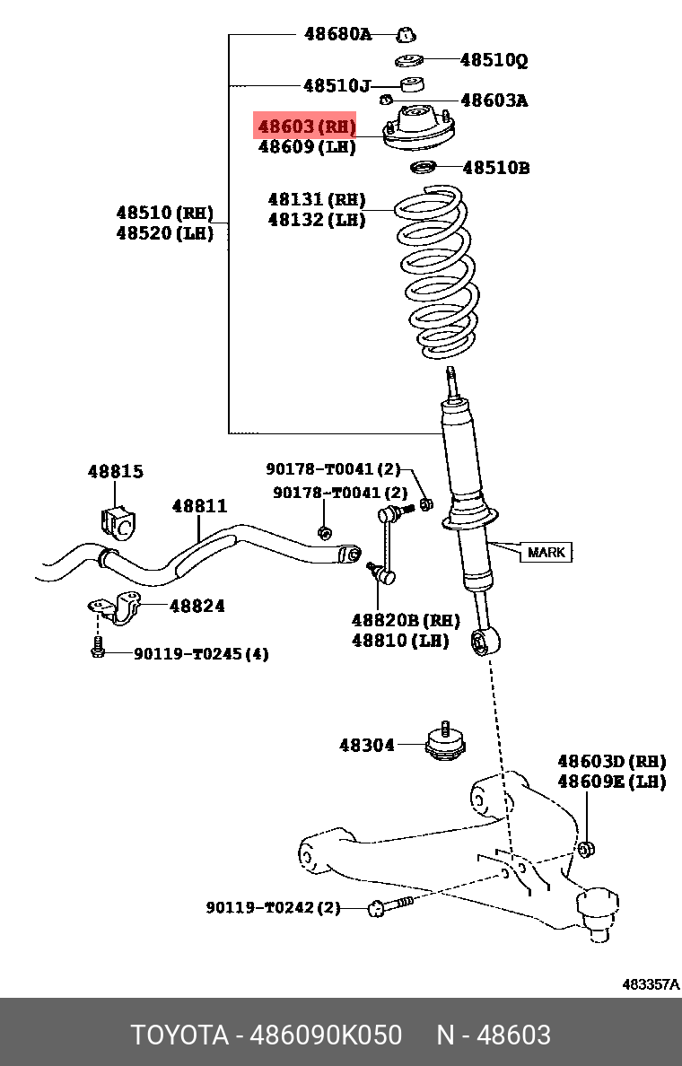TOYOTA 48609-0K050 48609-0K040,48609-0K050