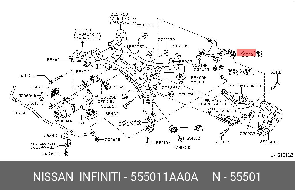 NISSAN 55501-1AA0A 55501-1AA0A,55501-1JA0A