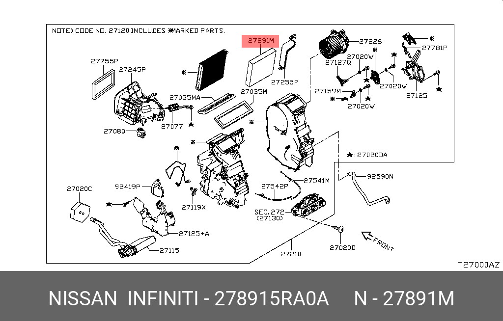 NISSAN 27891-5RA0A 272773277R,AY686-NS032,2 727 730 16R,8450039731