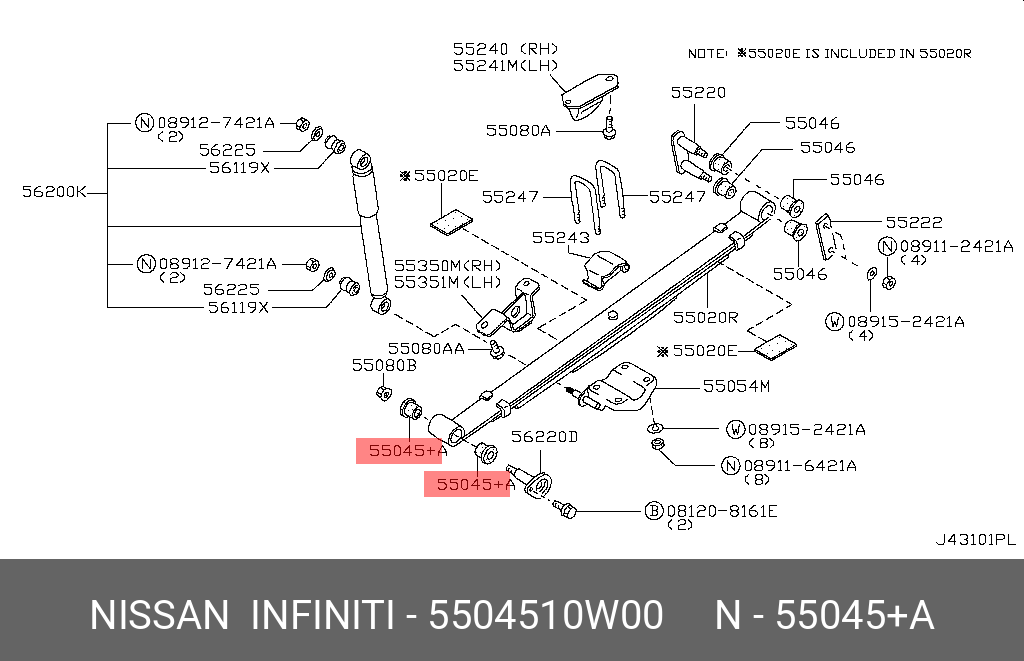 NISSAN 55045-10W00 55045-G9600,55045-10W00