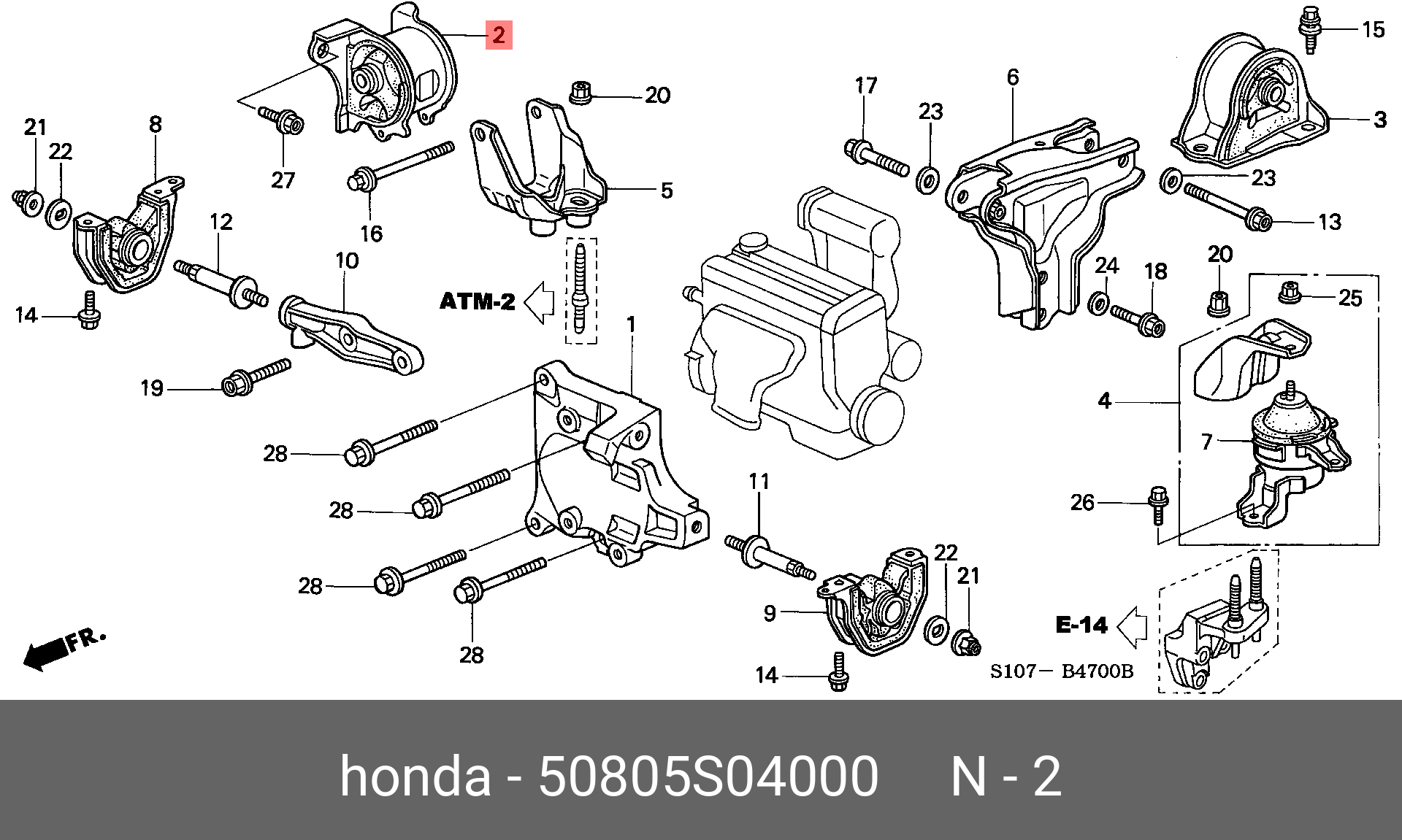 ENGINE MOUNTING RRT HM-060 50805-S04-000, 50805-SX8-T00