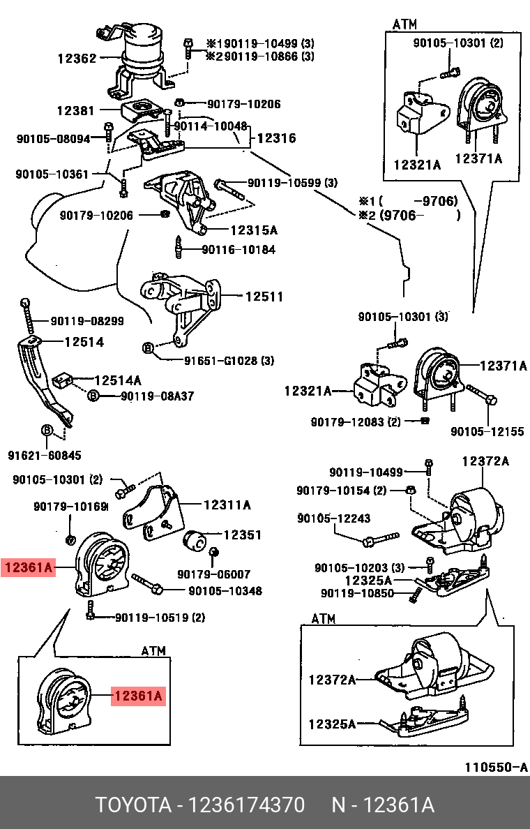TOYOTA 12361-74370 12361-74370