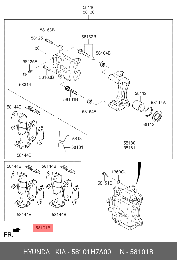 Hyundai / KIA 58101H7A00 58101-A4A17,58101-2VA60,58101-A7A00,1064001724-02