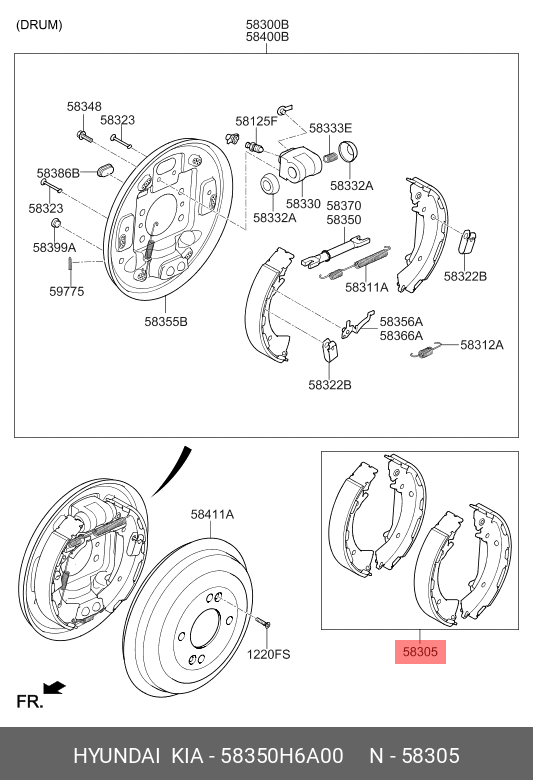 HYUNDAI 58350-H6A00 58305-B4A70,58305-0UA00