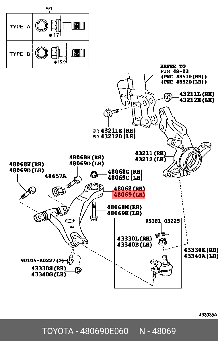 TOYOTA 48069-0E060 48069-48041,48069-48070