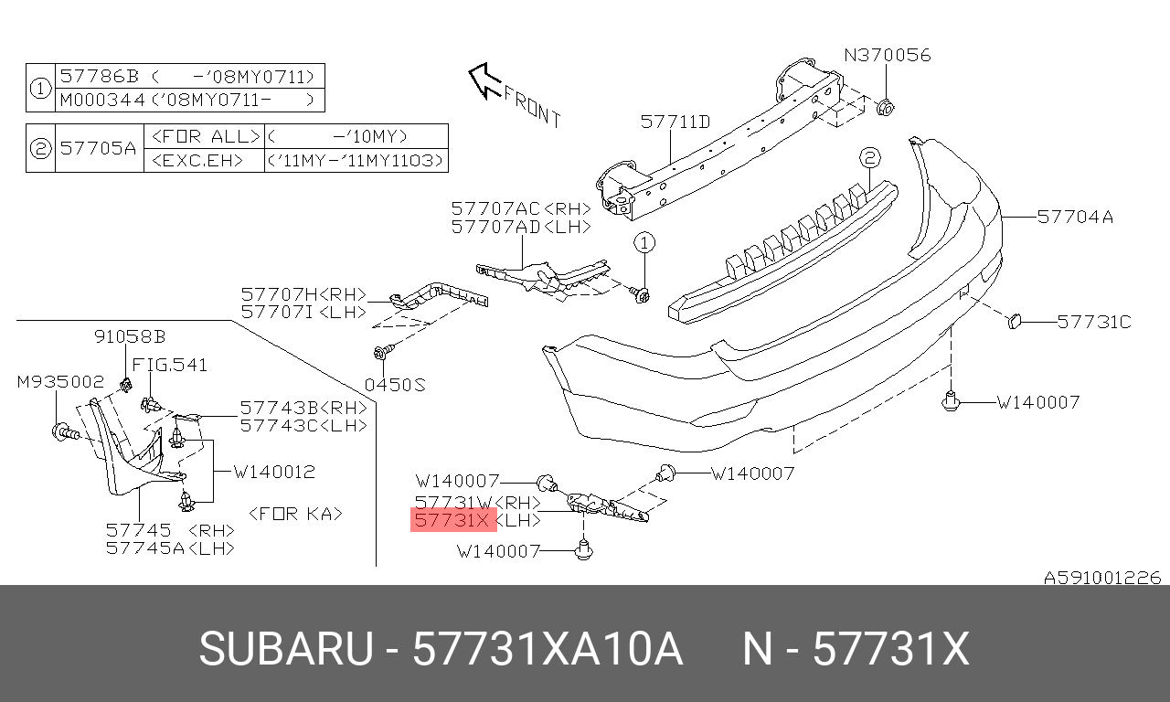 SUBARU 57731XA10A 57731XA10A