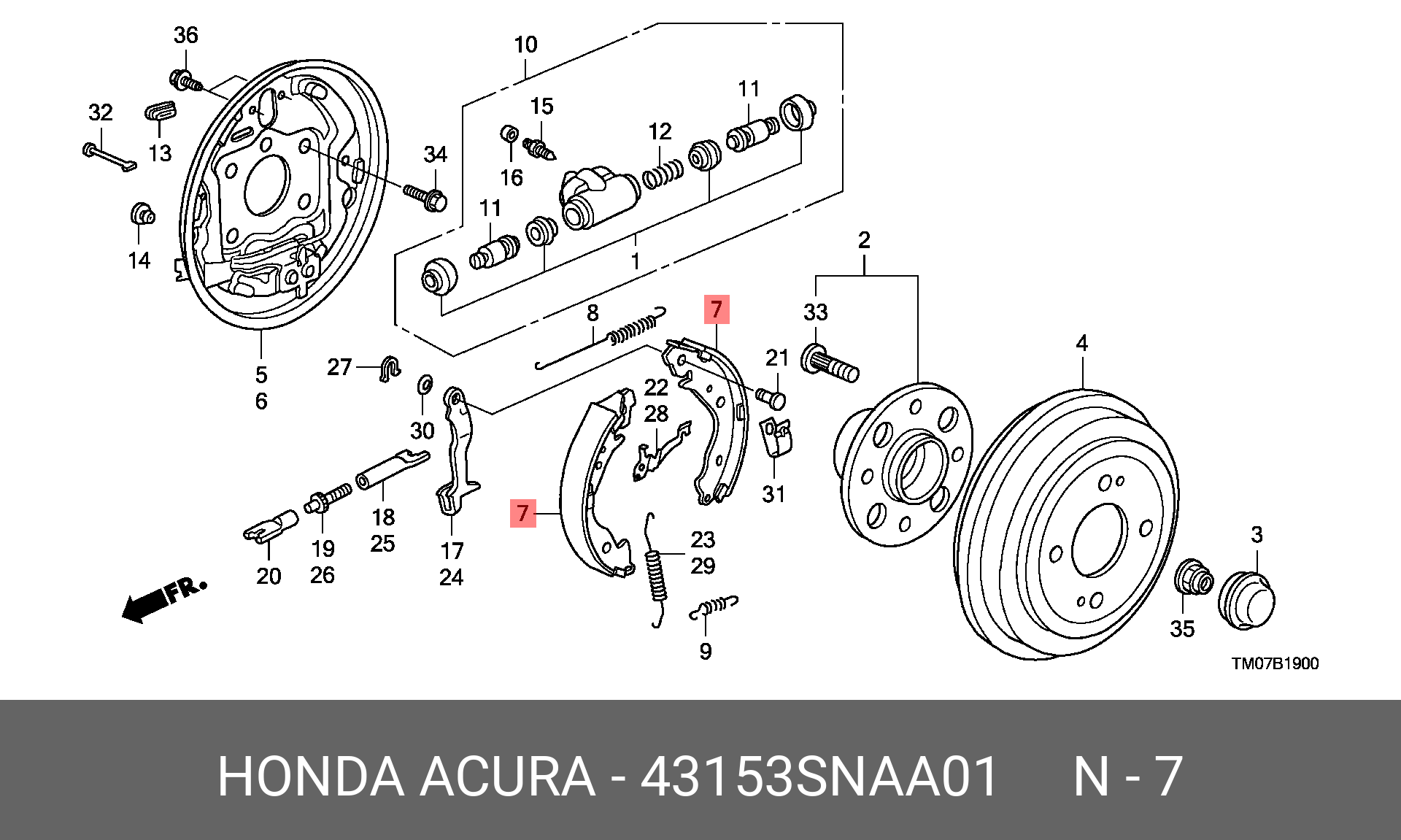 HONDA 43153-SNA-A01 43153-SNA-A01