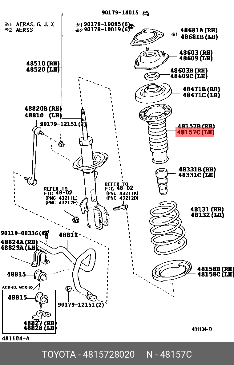 TOYOTA 48157-28020 48157-28020,48157-0E010