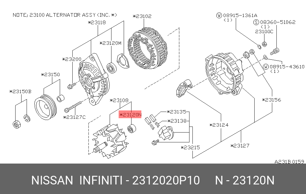 NISSAN 23120-20P10 31111-P08-J02,B612-18-W36,23120-51E10
