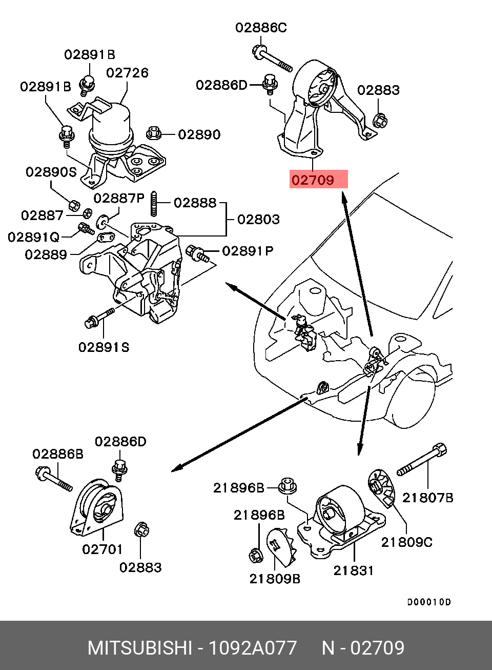 MITSUBISHI 1092A077 MR519400,1092A077,MR961214