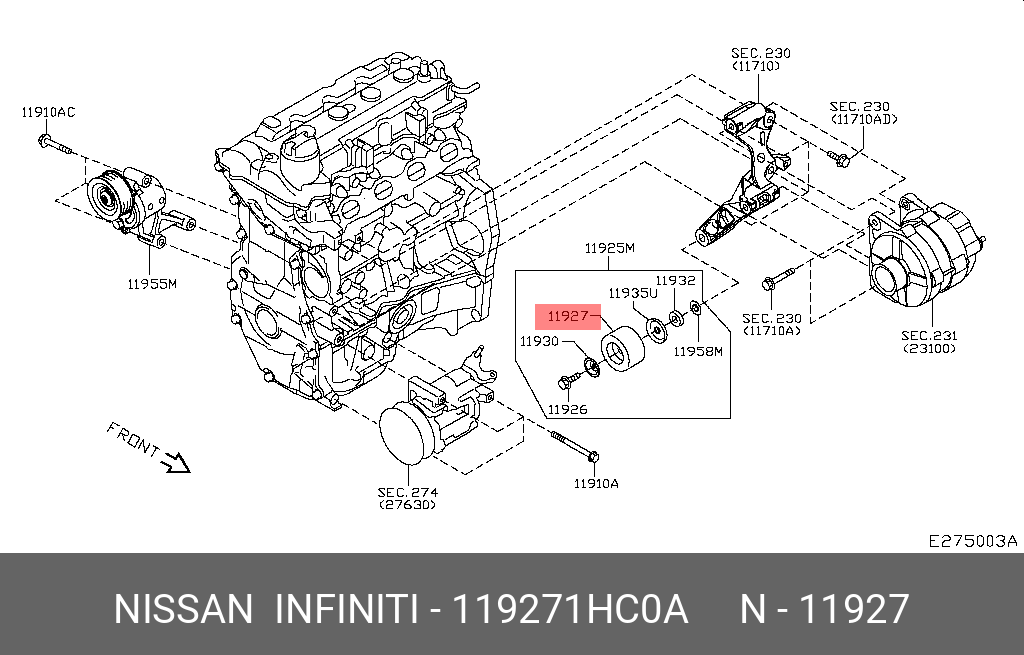 NISSAN 11927-1HC0A 11927-ED000,11927-1HC0A,11927-ED00B,11927-1HC0D