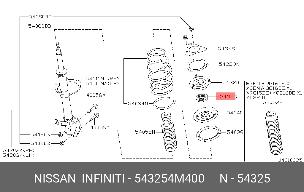 NISSAN 54325-4M400 MR961796,54325-4M400,1N03-34-381