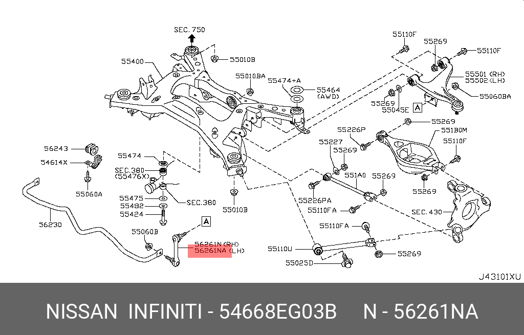 NISSAN 54668-EG03B 54668-EG010,54668-AL510,54668-EG01A,54668-EG03B