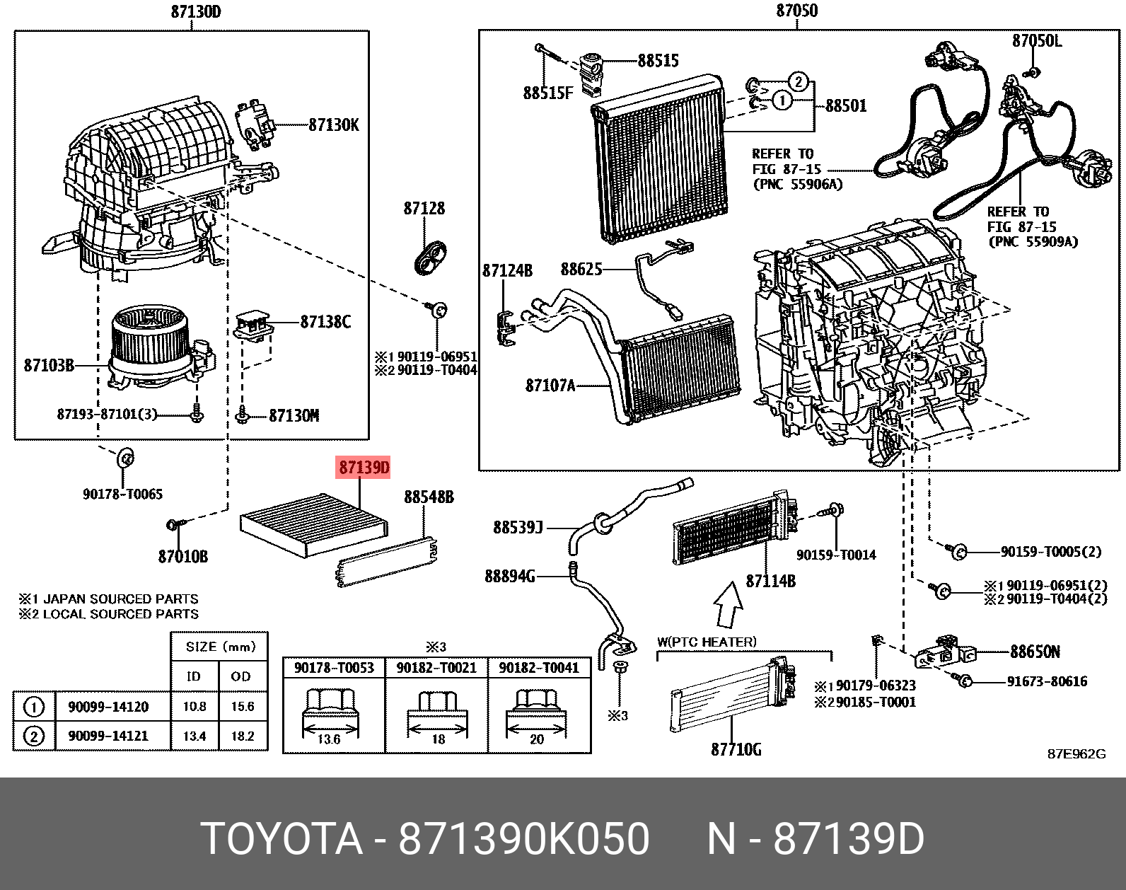 TOYOTA 87139-0K050 87139-06130,87139-0K050,87139-YZZ86