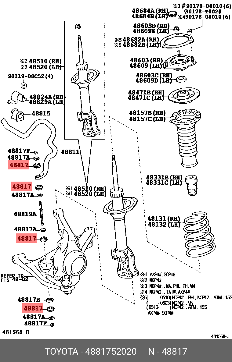 TOYOTA 48817-52020 48817-52010,1014001672,5094.A7,48819-70010_BL