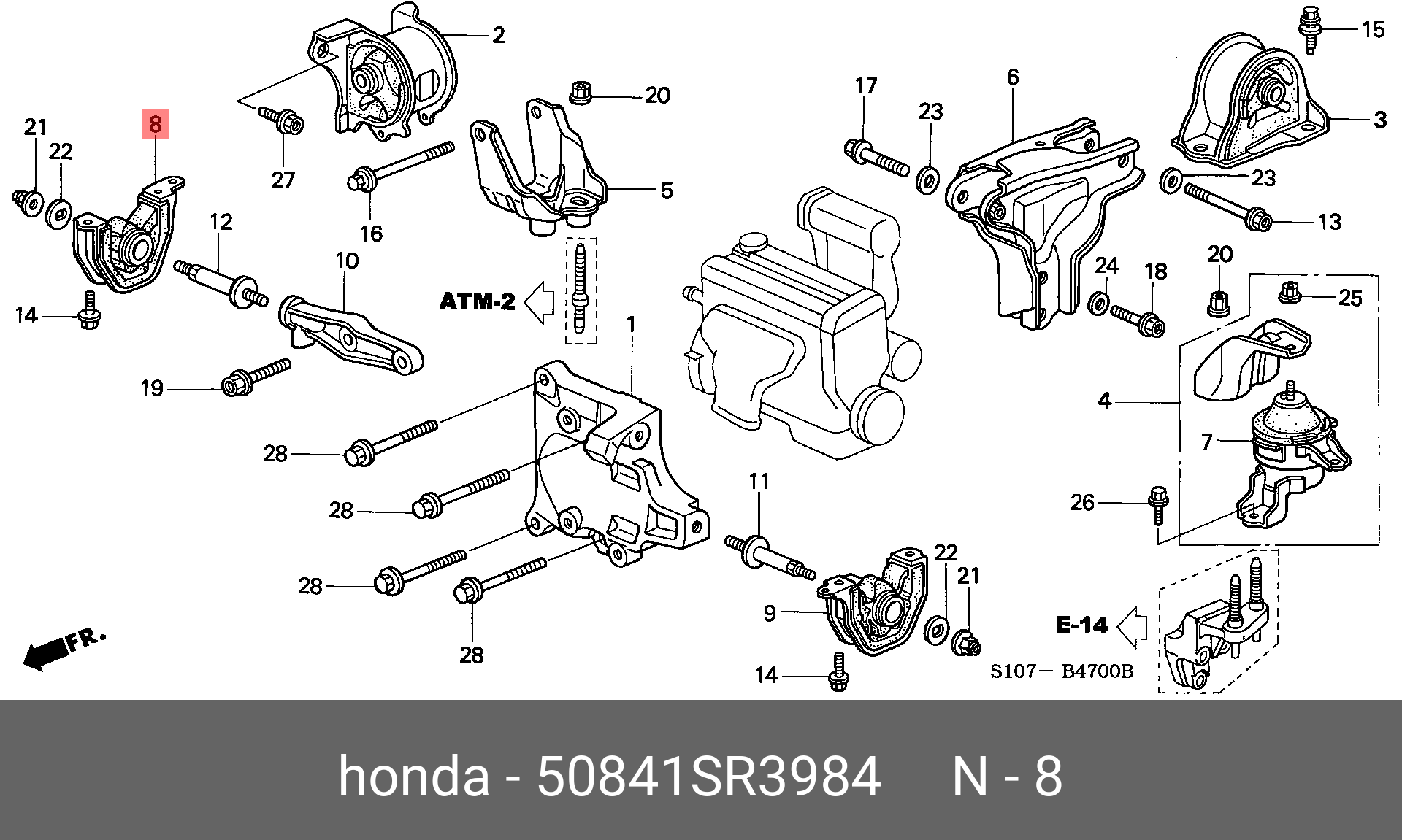 HONDA 50841-SR3-984 50841-SR3-030,50841-SR3-984