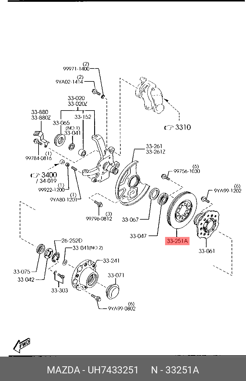 MAZDA UH74-33-251 1 497 307,UN13-33-251,UH74-33-251