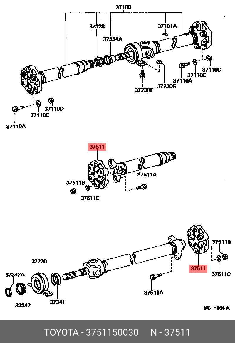 TOYOTA 37511-50030 37511-50010