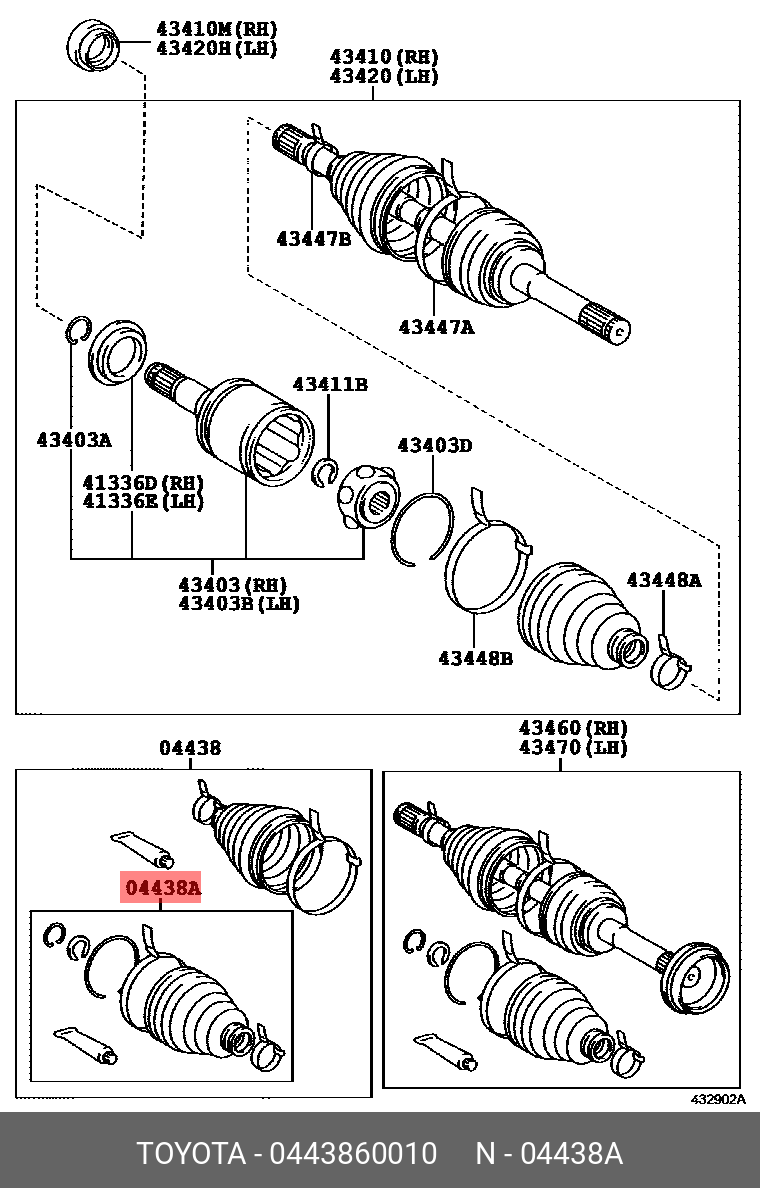 TOYOTA 04438-60010 04438-60010,04437-60080