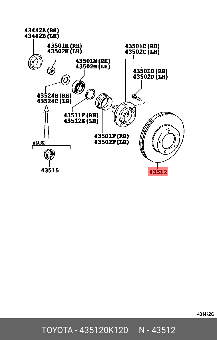 TOYOTA 43512-0K120 43512-0K120
