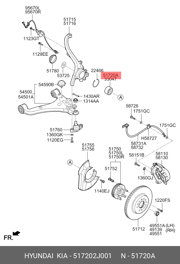 Hyundai / KIA 517202J001 0K552-33-047,50310-3E100,52710-26530