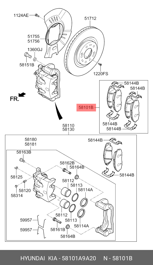 Hyundai / KIA 58101A9A20 58101-A9A00,58101-A9A20